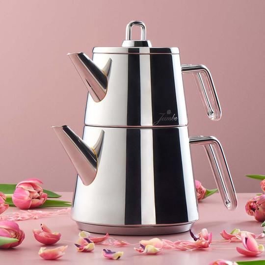 Stainless Steel Turkish Tea Pot Metallic Grey - Caydanlik ...